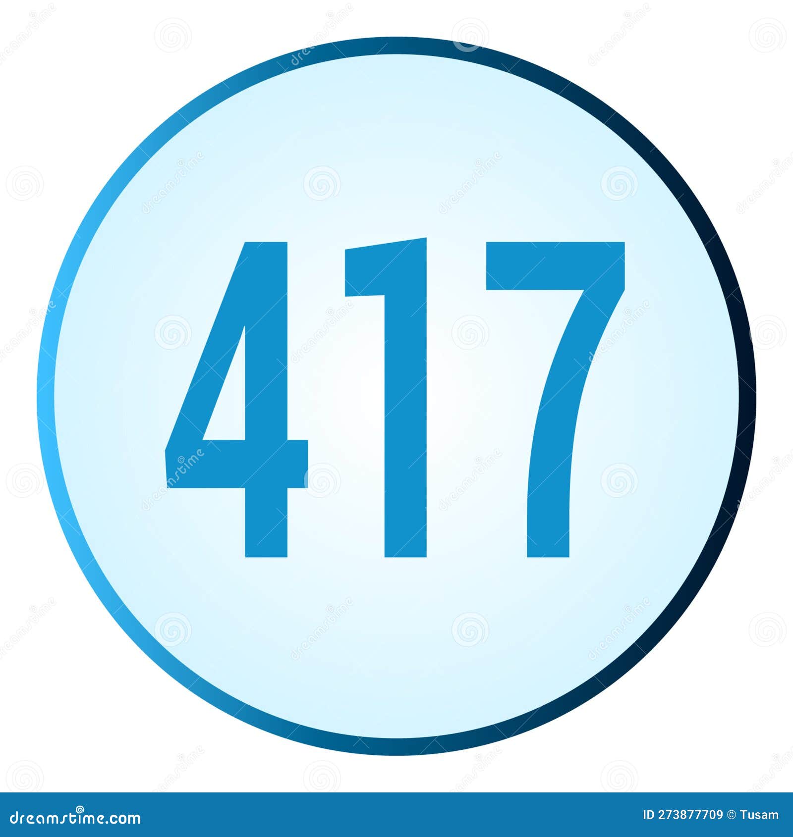 Number 417 Symbol or Logo with Round Frame in Blue Gradient Color Stock ...