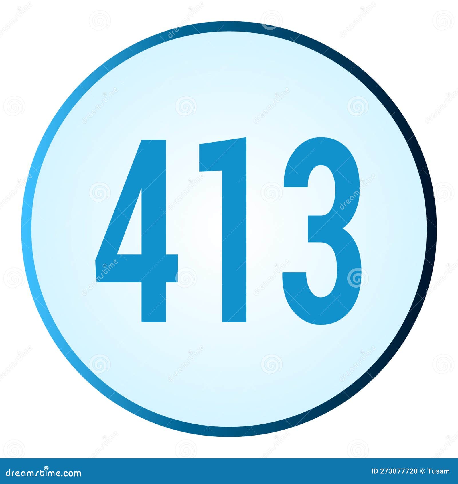 Number 413 Symbol or Logo with Round Frame in Blue Gradient Color Stock ...