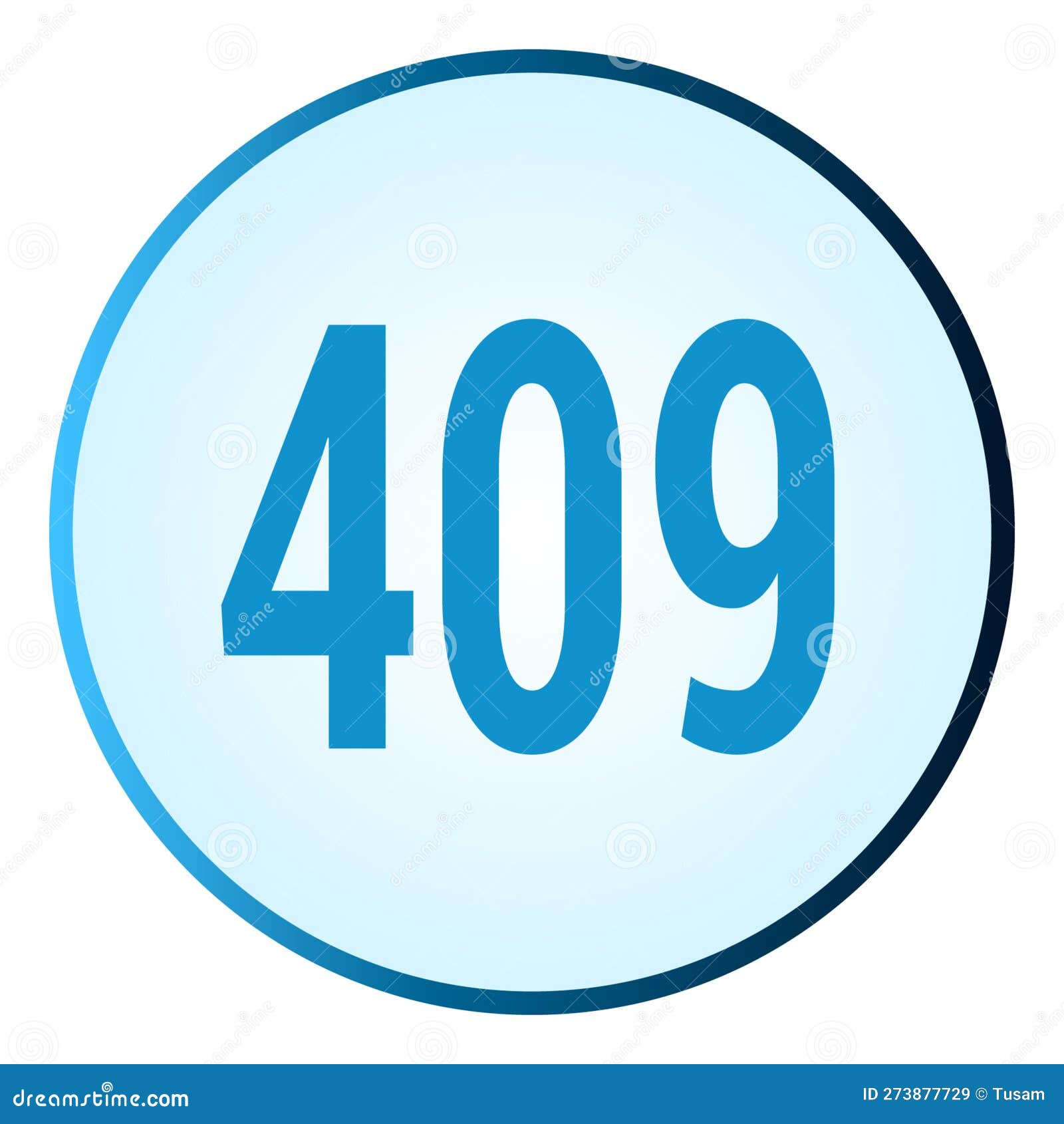 Number 409 Symbol or Logo with Round Frame in Blue Gradient Color Stock ...