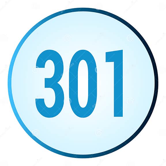 Number 301 Symbol or Logo with Round Frame in Blue Gradient Color Stock ...