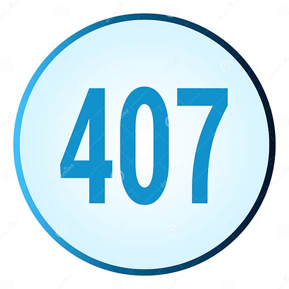 Number 407 Symbol or Logo with Round Frame in Blue Gradient Color Stock ...
