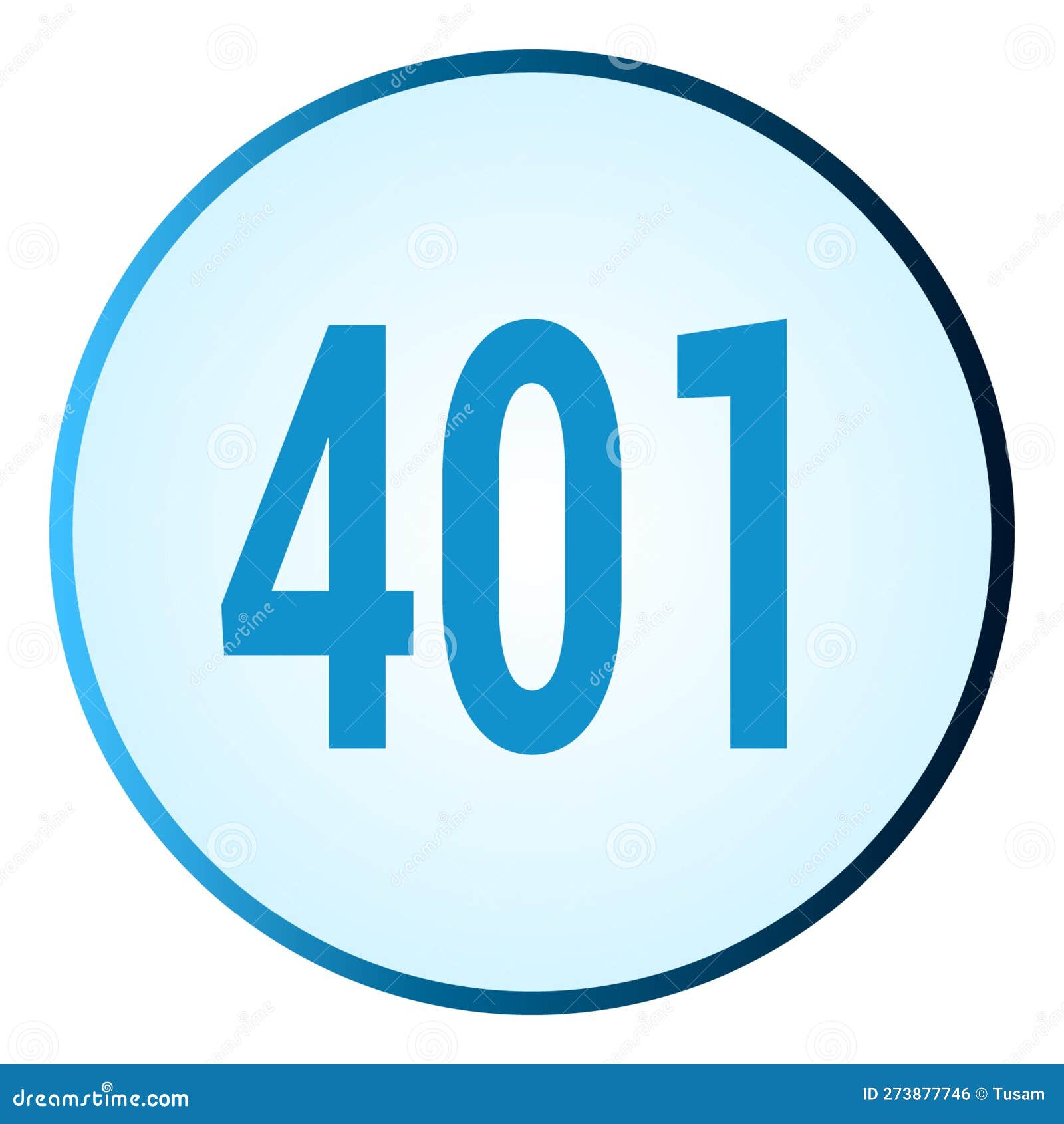 Number 401 Symbol or Logo with Round Frame in Blue Gradient Color Stock ...