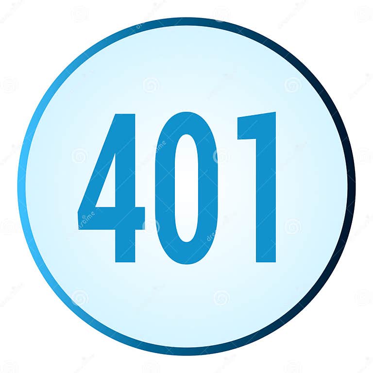 Number 401 Symbol or Logo with Round Frame in Blue Gradient Color Stock ...