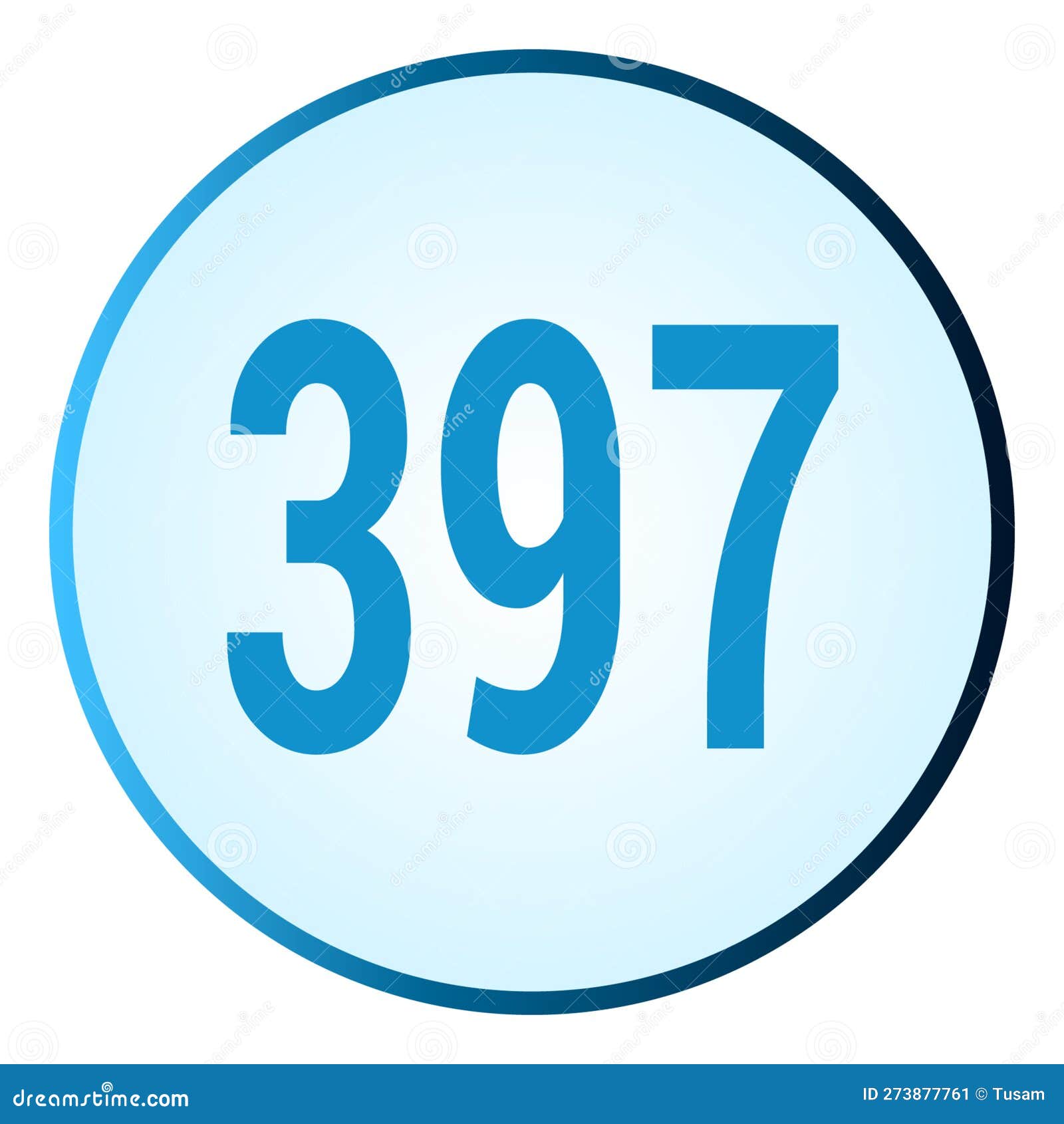 Number 397 Symbol or Logo with Round Frame in Blue Gradient Color Stock ...