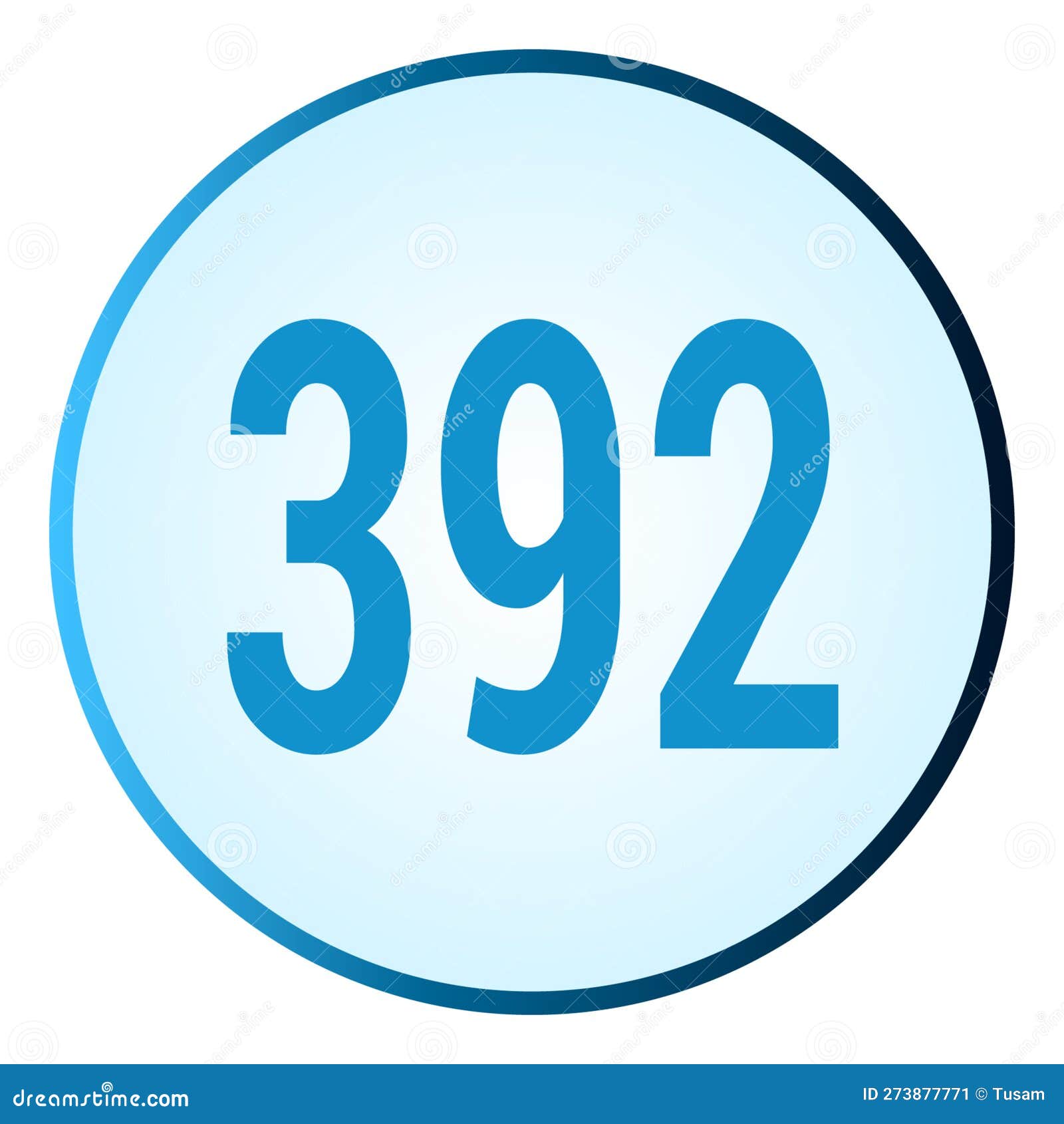 Number 392 Symbol or Logo with Round Frame in Blue Gradient Color Stock ...