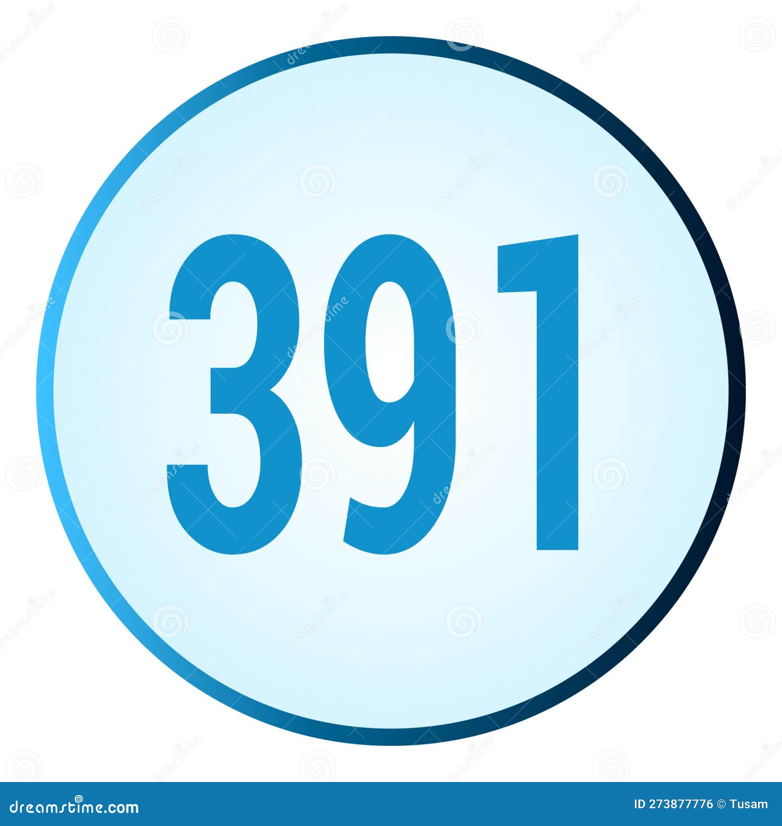 Number 391 Symbol or Logo with Round Frame in Blue Gradient Color Stock ...