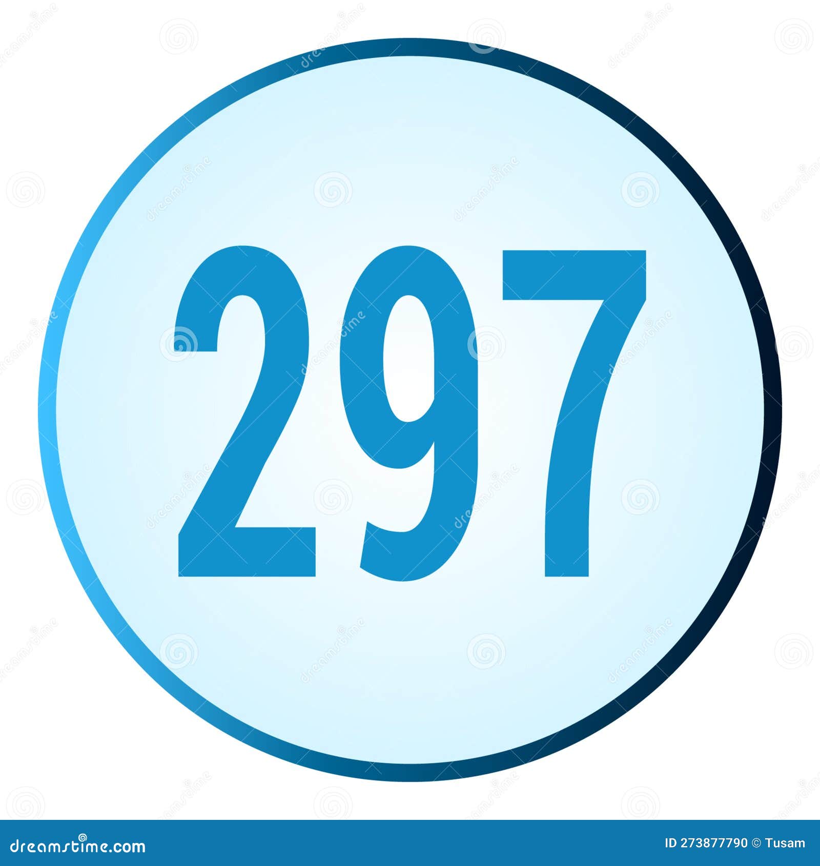 Number 297 Symbol or Logo with Round Frame in Blue Gradient Color Stock ...
