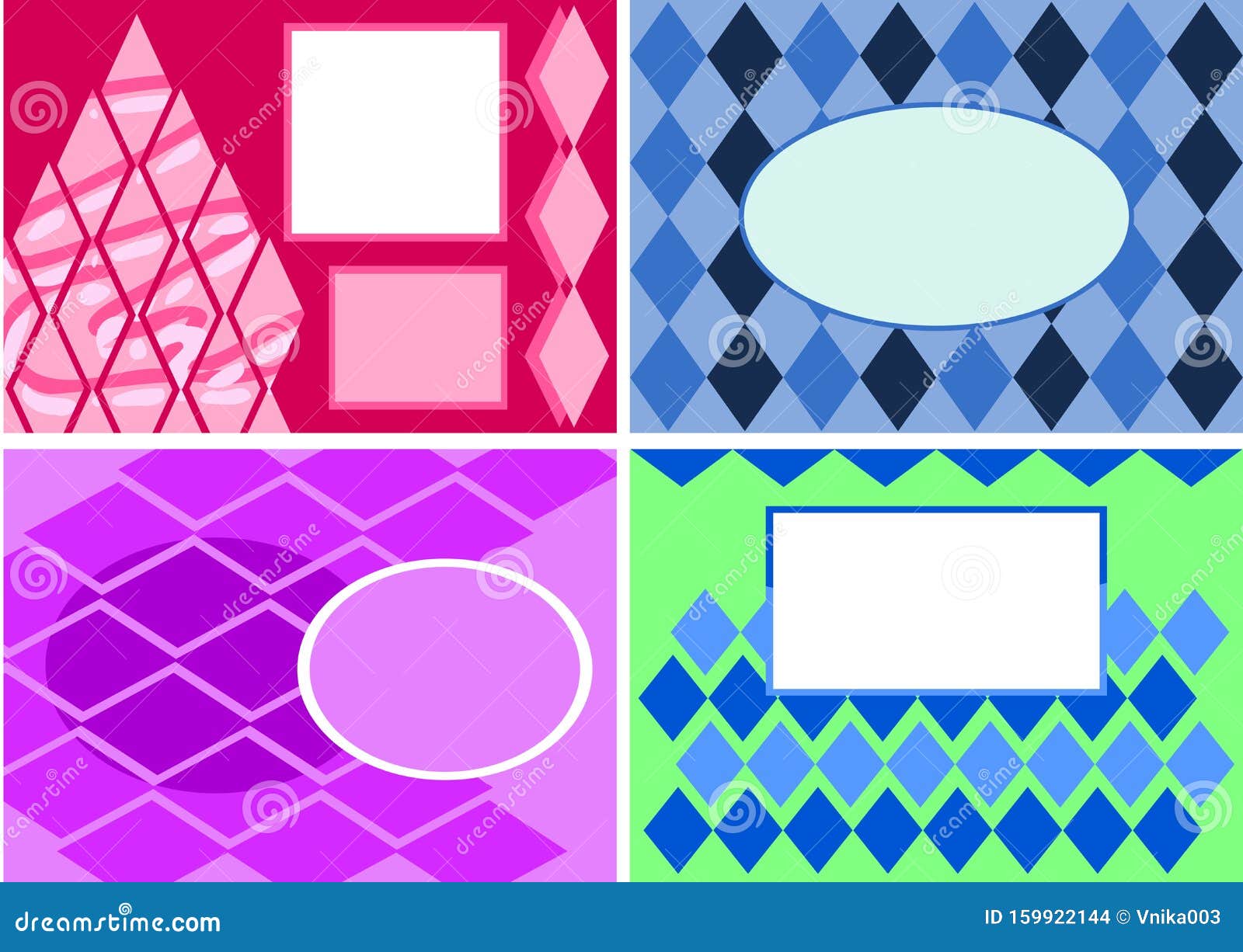 Templates with Abstract Rhomb Pattern, Pink and Light-blue Stock Photo ...