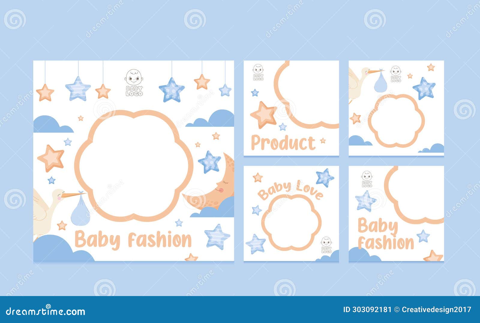 Templates for Baby Post for Social Media. Vector Design Stock Vector ...