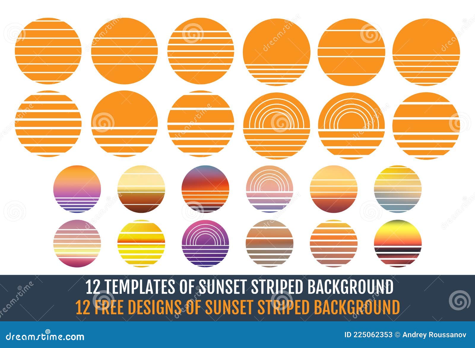 Templates and Designs of Sunset Striped Backgrounds. Stock Vector ...