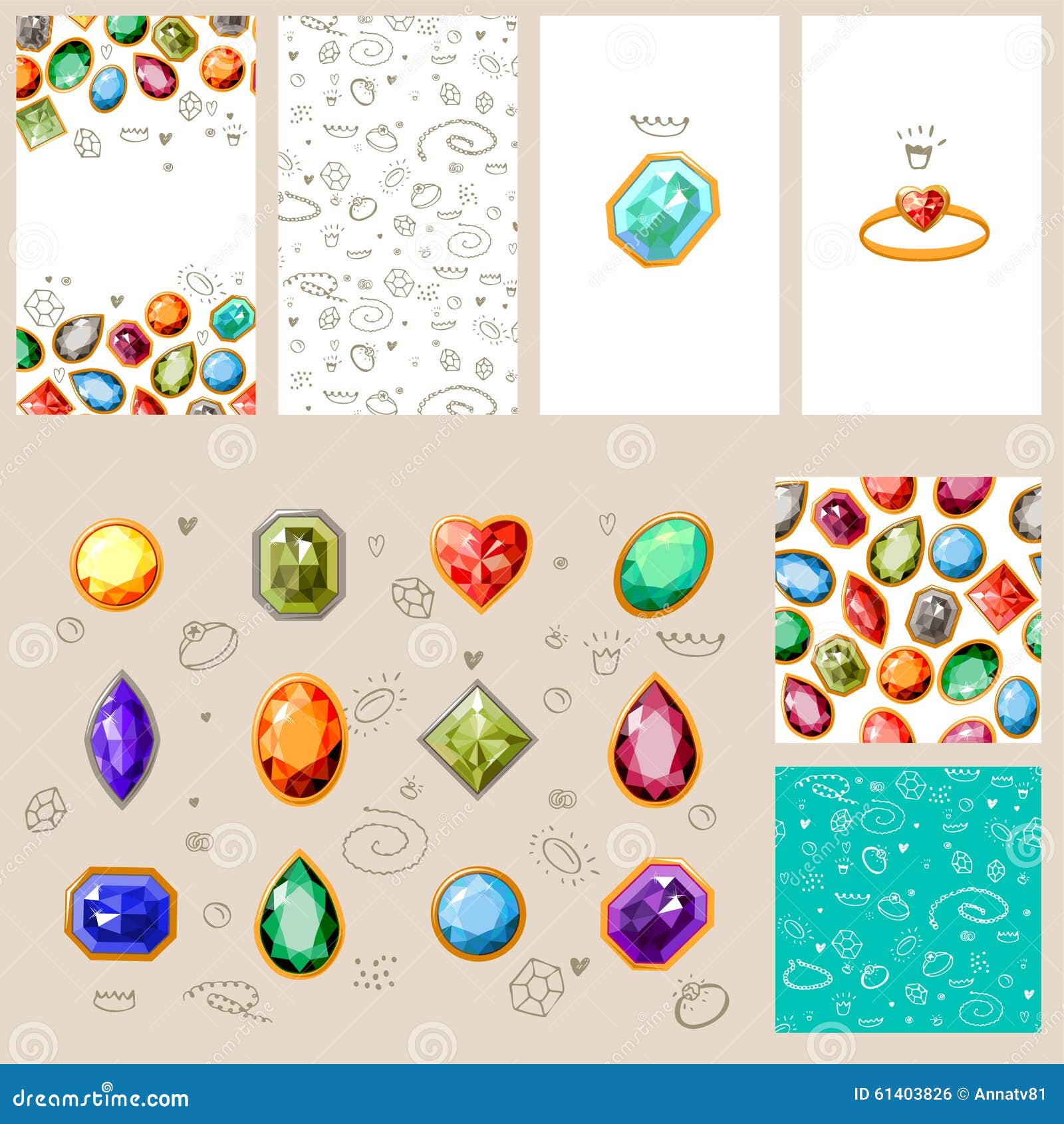 Templates with Gem Stones and Jewelry. Stock Illustration ...