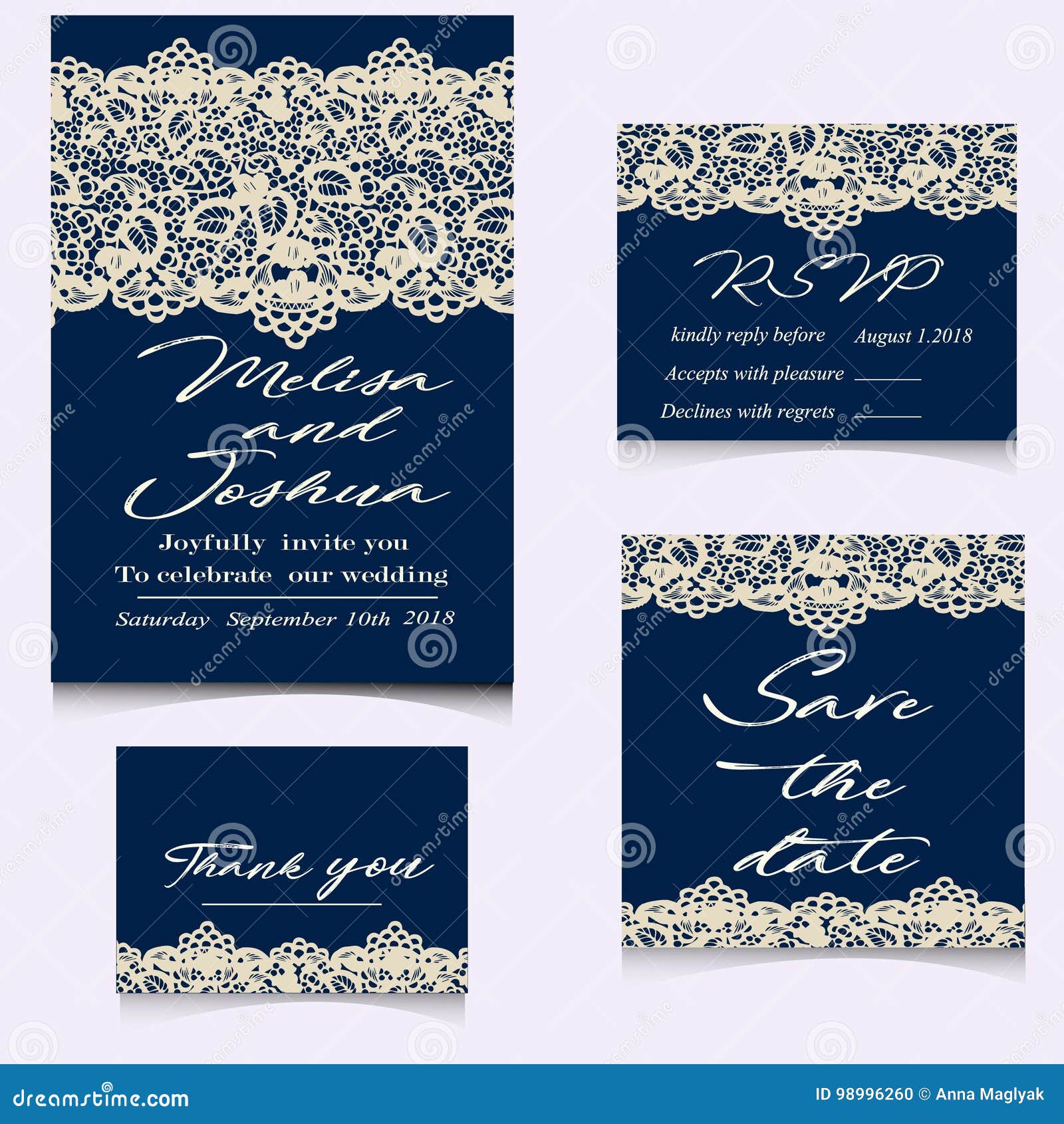 Templates of Invitation Lace Cards for Wedding Stock Vector ...