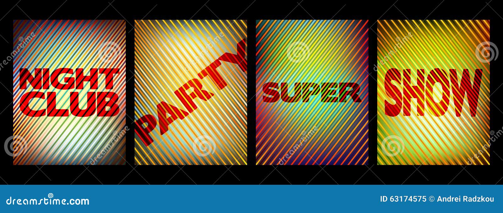 Templates for Nightclub Party Flyer with Striped Backgrounds Stock ...
