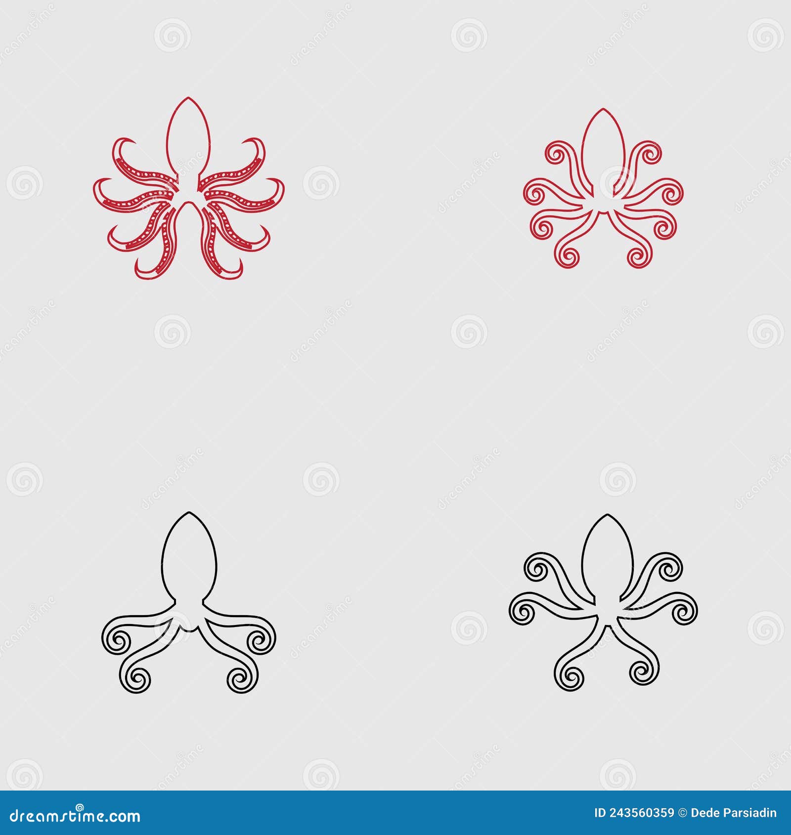 Templates for Octopus Logos, Labels and Emblems Vector Illustration ...