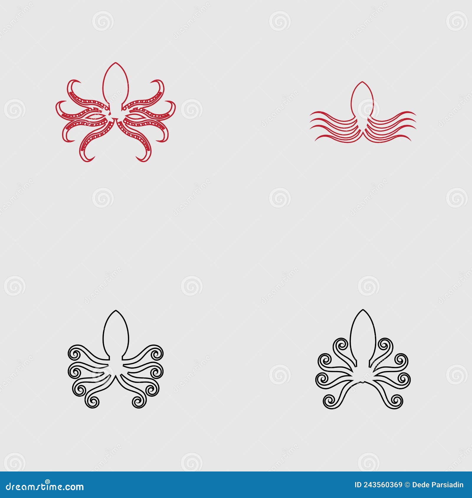 Templates for Octopus Logos, Labels and Emblems Vector Illustration ...