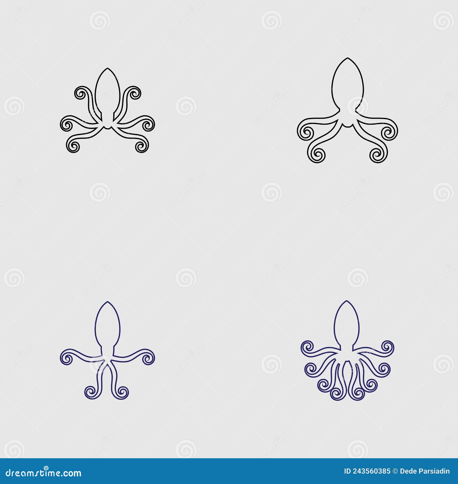Templates for Octopus Logos, Labels and Emblems Vector Illustration ...