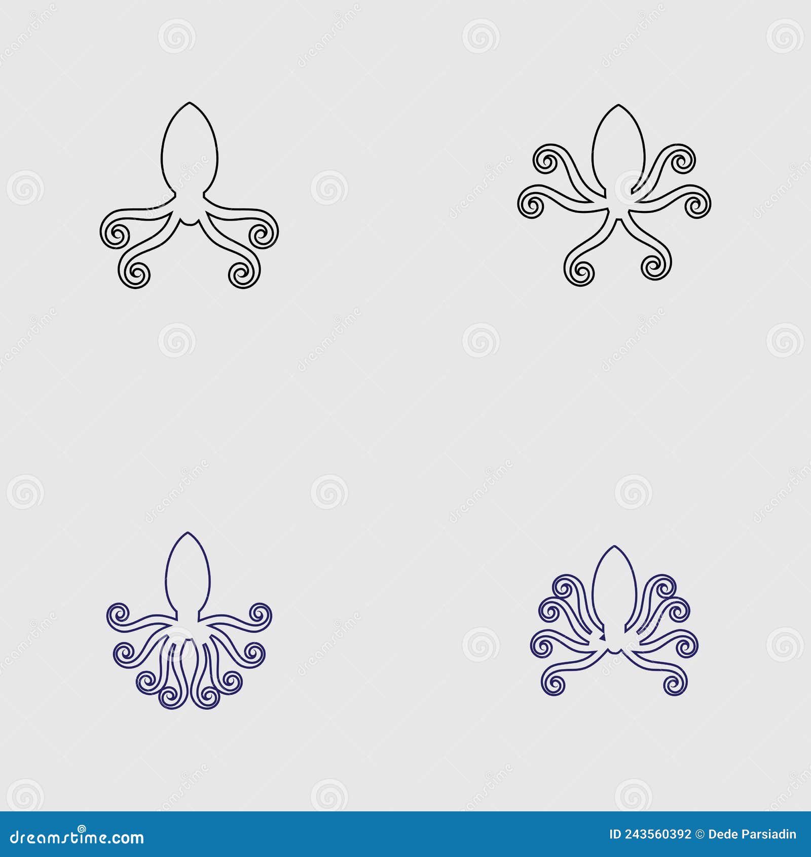 Templates for Octopus Logos, Labels and Emblems Vector Illustration ...