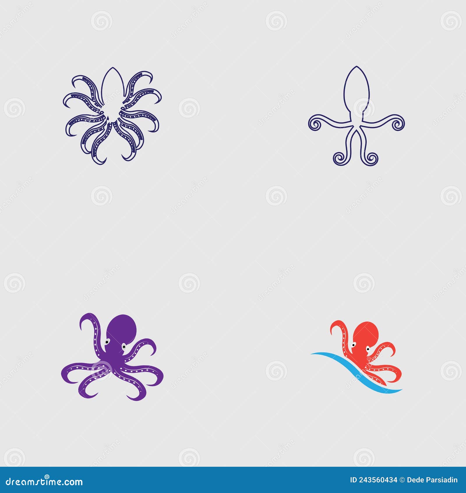 Templates for Octopus Logos, Labels and Emblems Vector Illustration ...