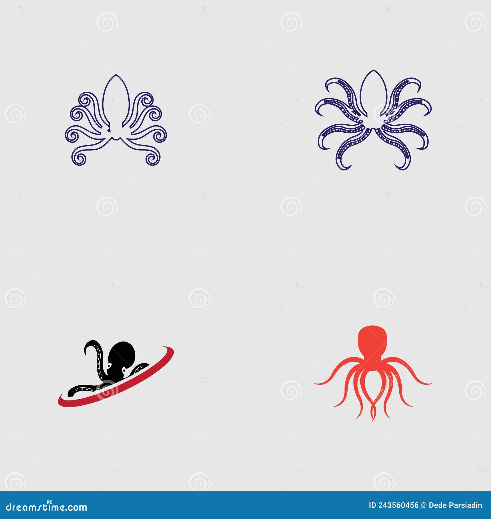 Templates for Octopus Logos, Labels and Emblems Vector Illustration ...