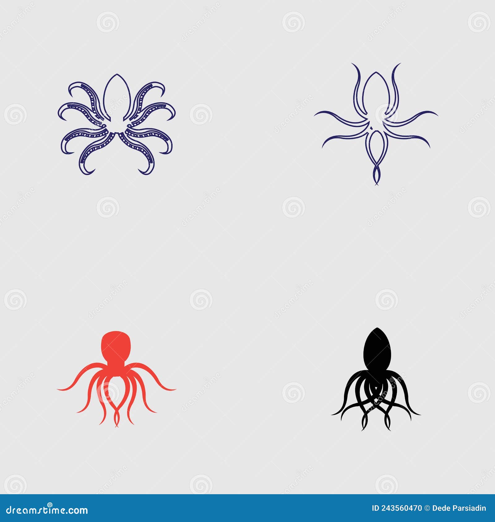 Templates for Octopus Logos, Labels and Emblems Vector Illustration ...