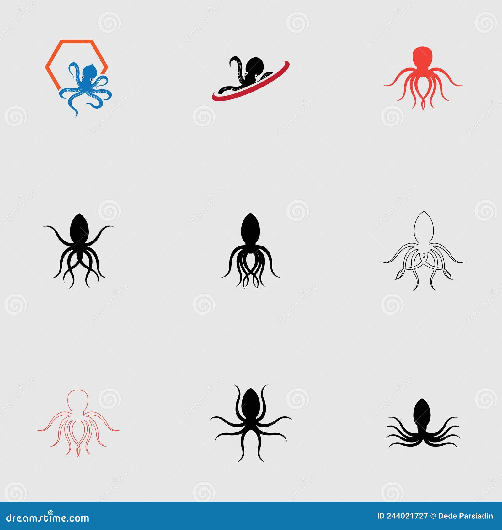 Templates for Octopus Logos, Labels and Emblems Vector Illustration ...