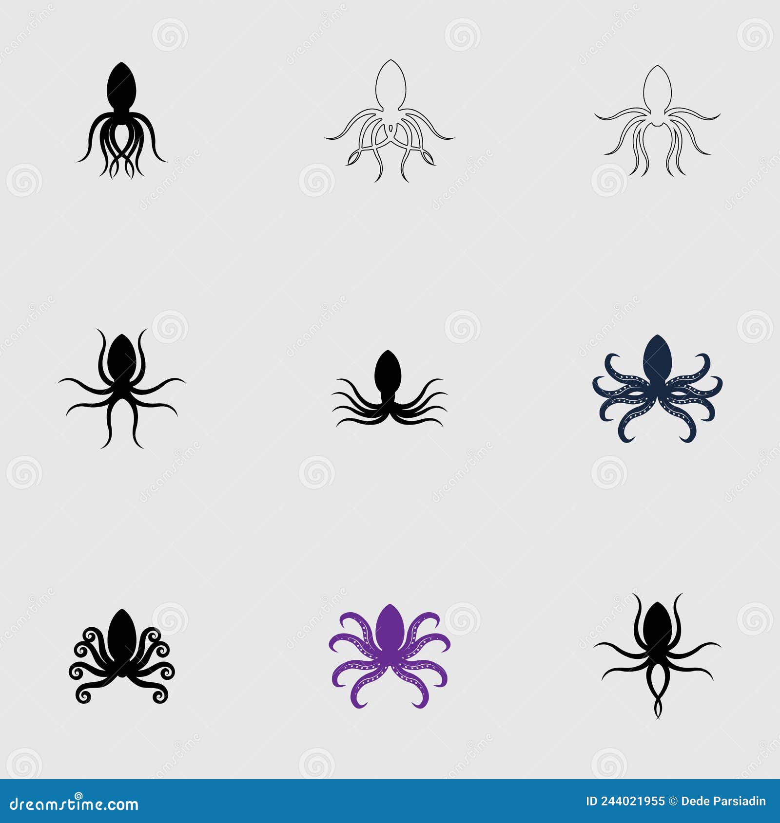 Templates for Octopus Logos, Labels and Emblems Vector Illustration ...