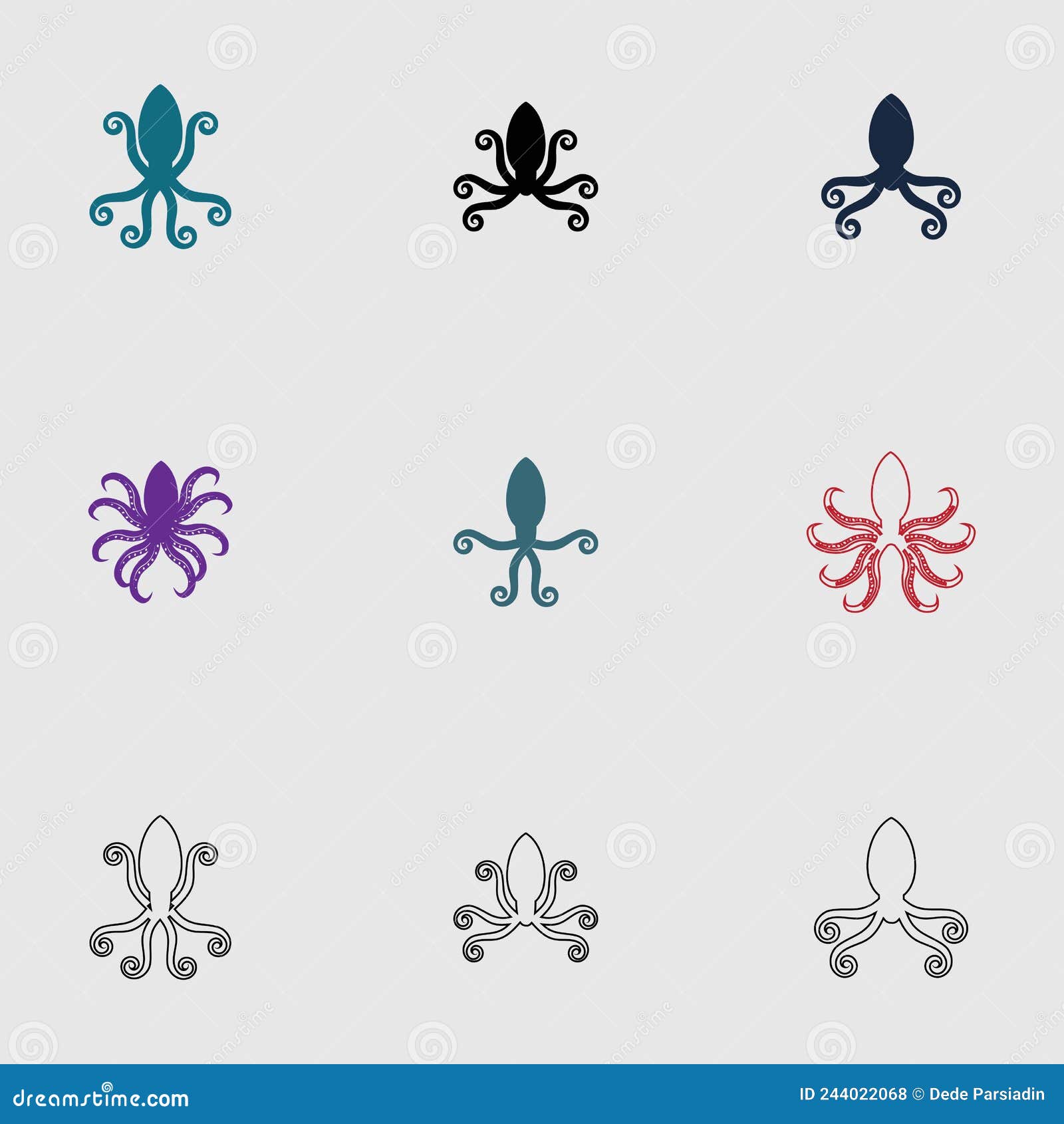 Templates for Octopus Logos, Labels and Emblems Vector Illustration ...