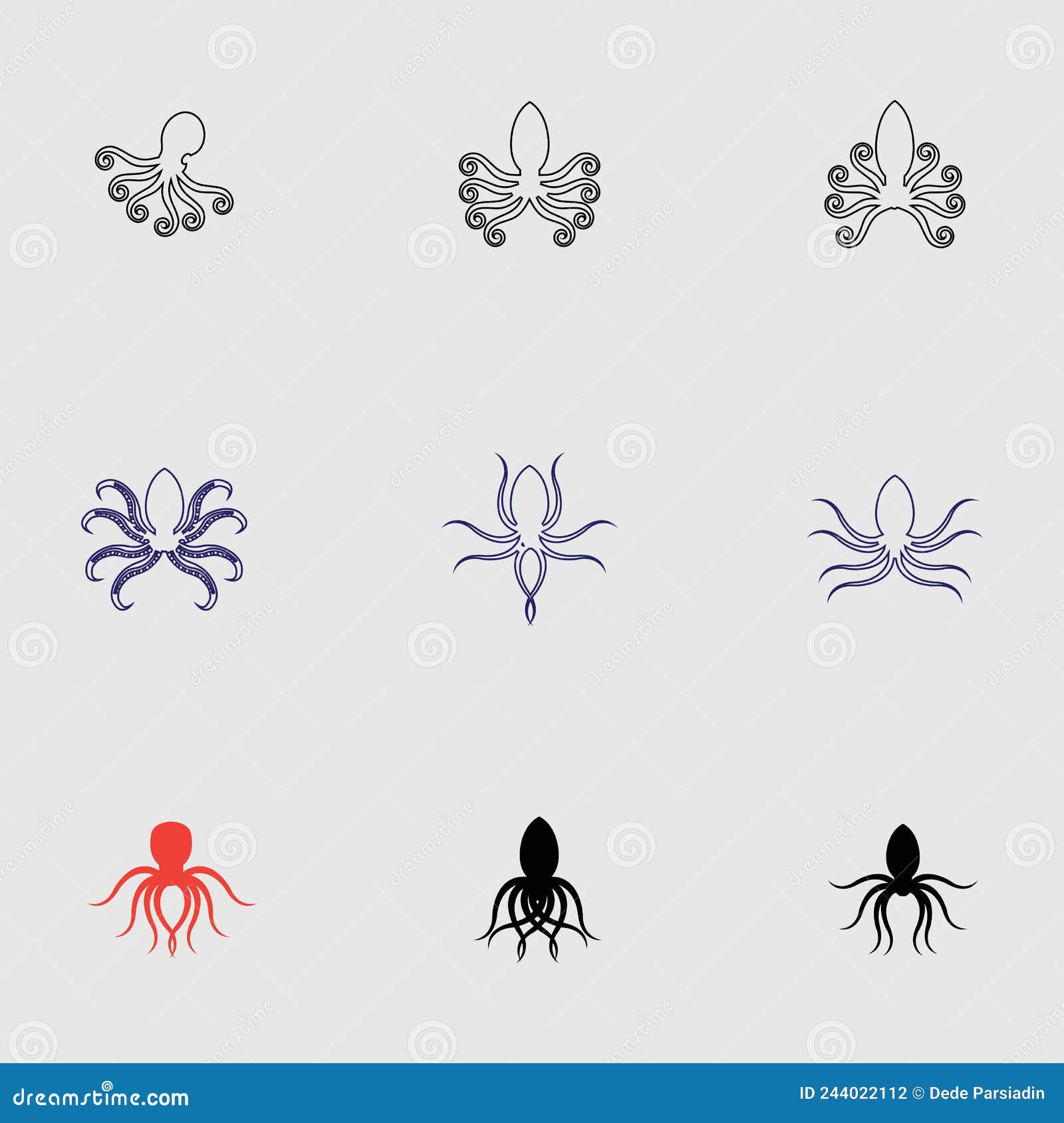 Templates for Octopus Logos, Labels and Emblems Vector Illustration ...