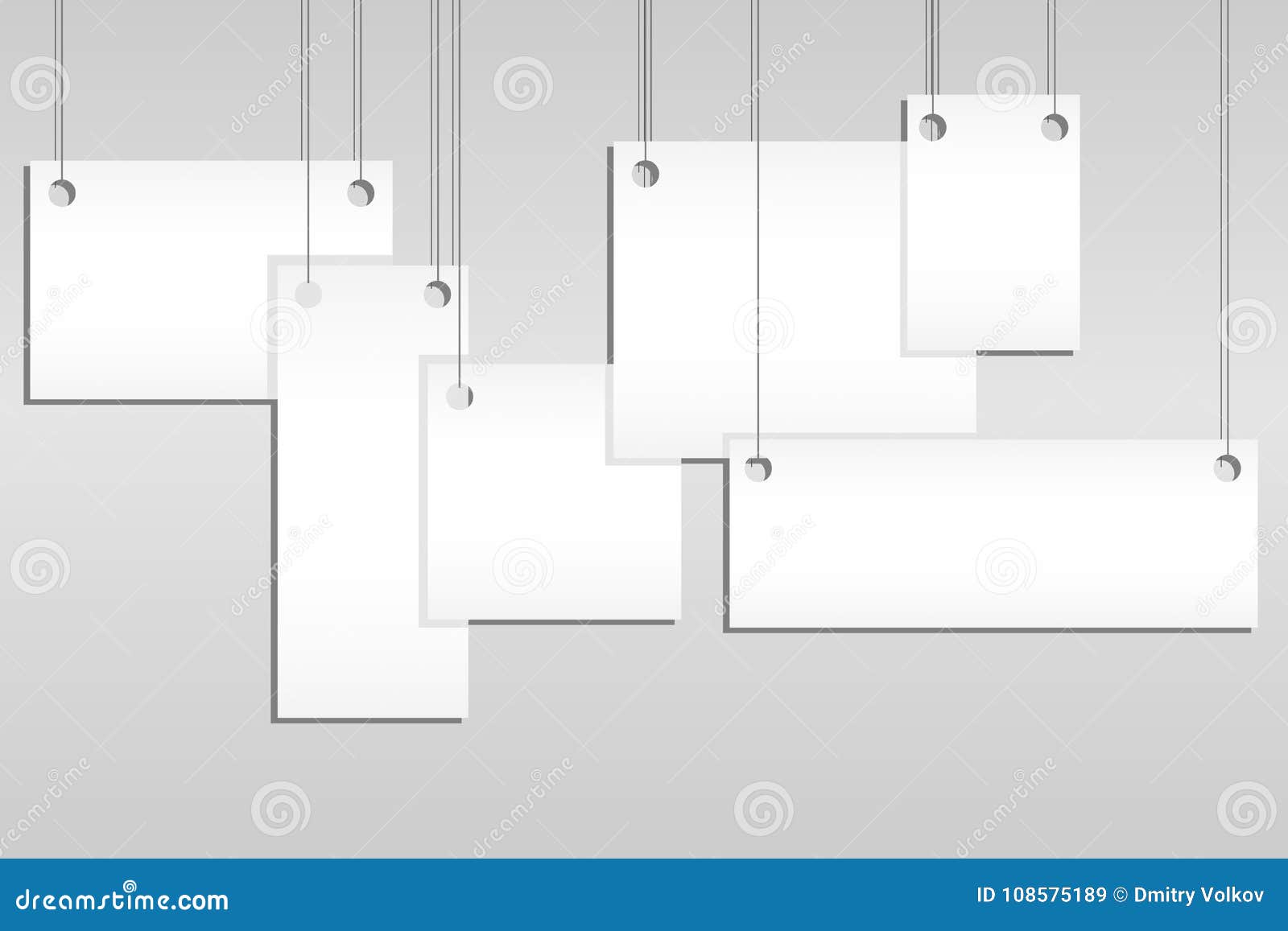 Templates of Posters or Empty Hanging Photo Frames Isolated on a Gray ...