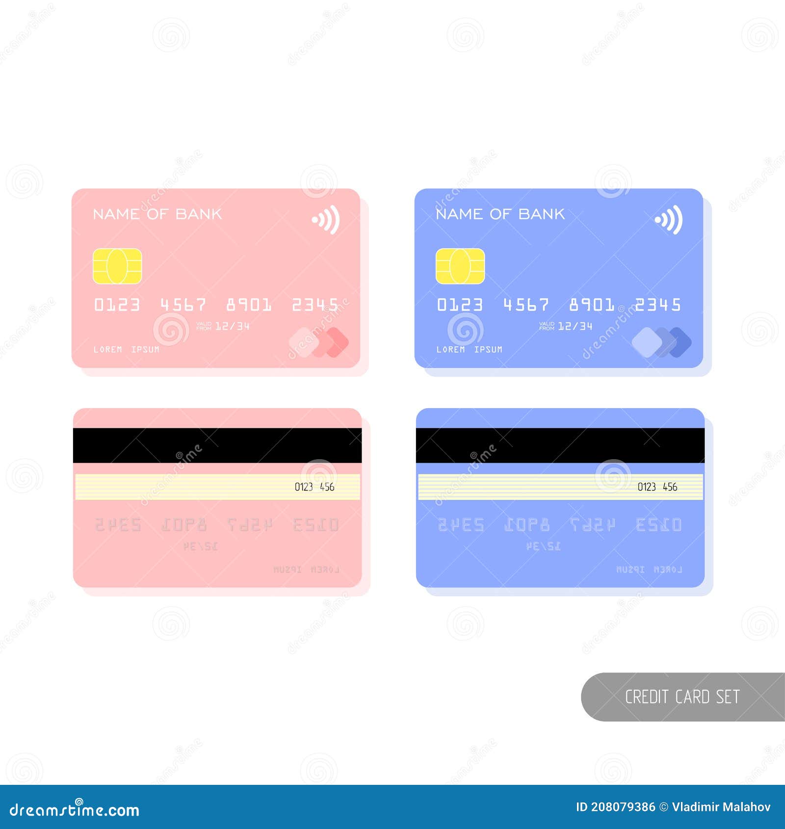 Templates Realistic Credit Card Set Design. Stock Vector - Illustration ...