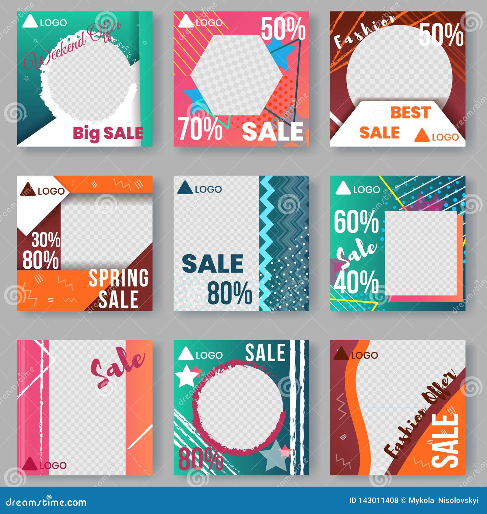 Templates Set with Gradient Elements. Ad Posters. Stock Vector ...
