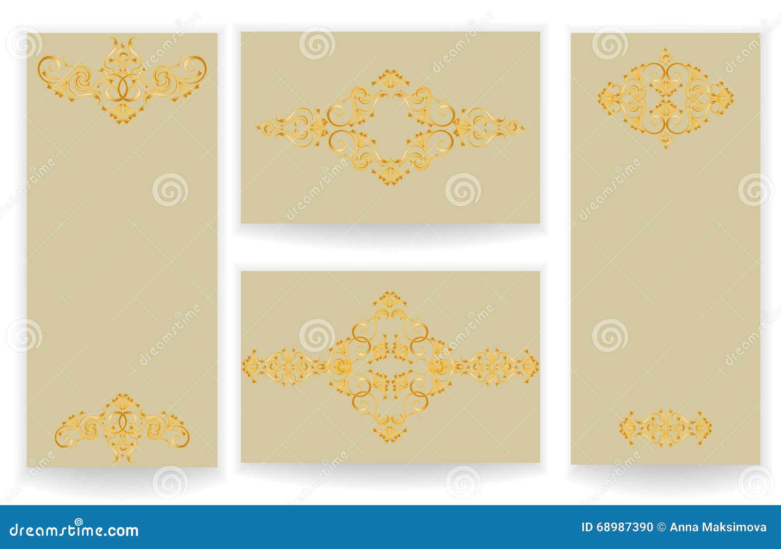 Templates with Stylized Pattern Set Stock Vector - Illustration of ...