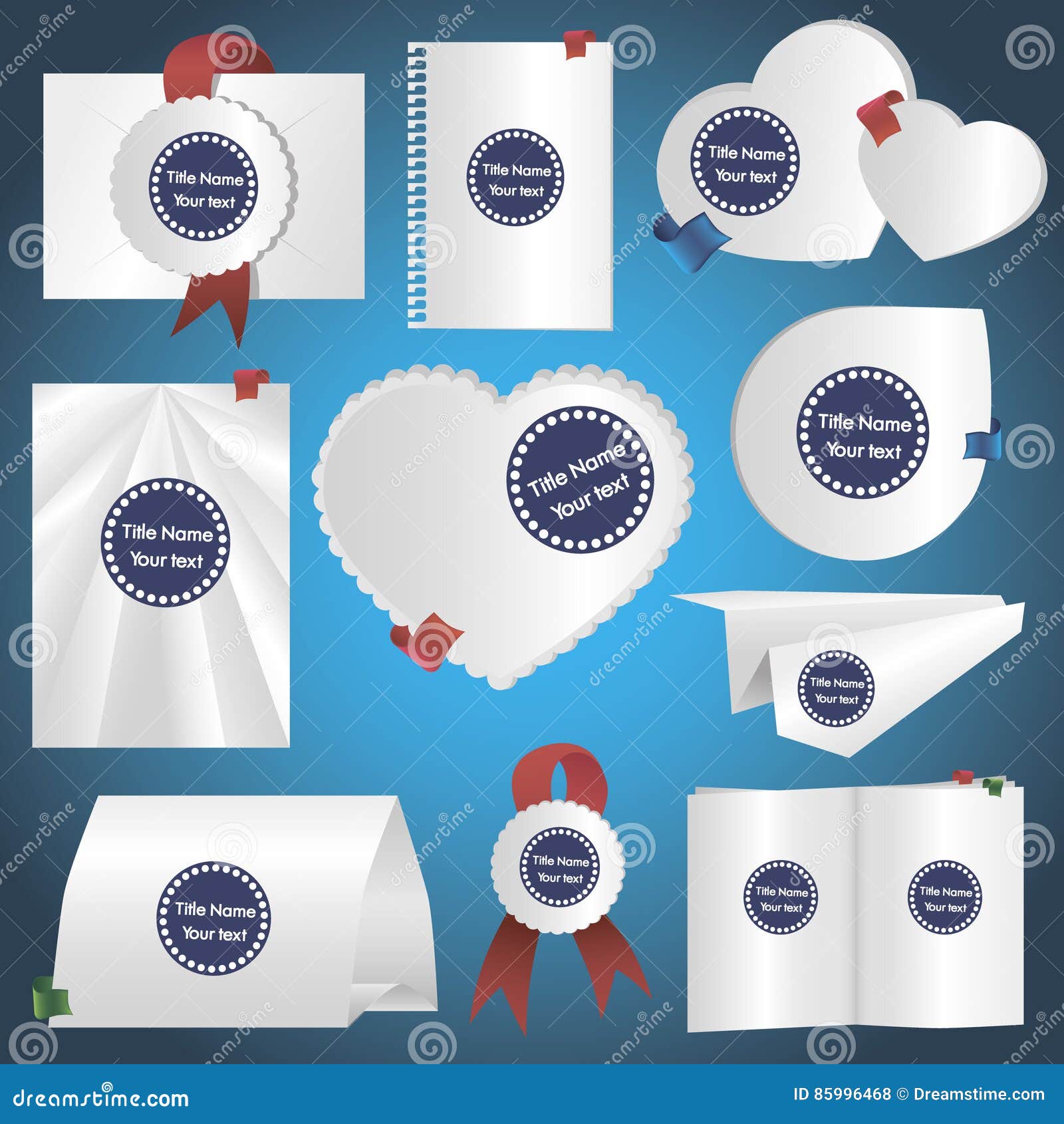 Templates for Text in the Form of a Sheet of Paper Stock Vector ...