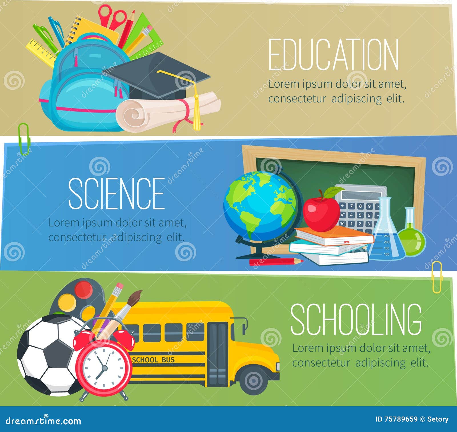 Templates To Education School Banners Stock Vector - Illustration of ...