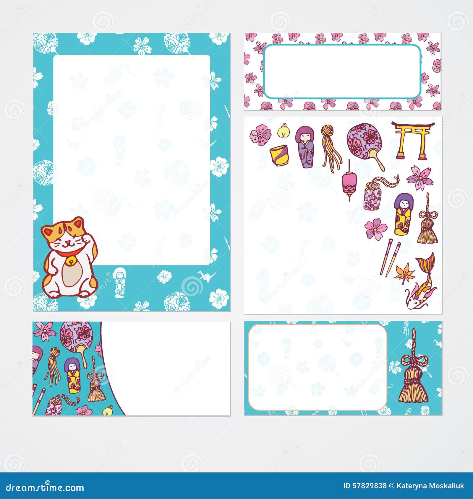Templates With Traditional Japanese Elements Vector Illustration ...