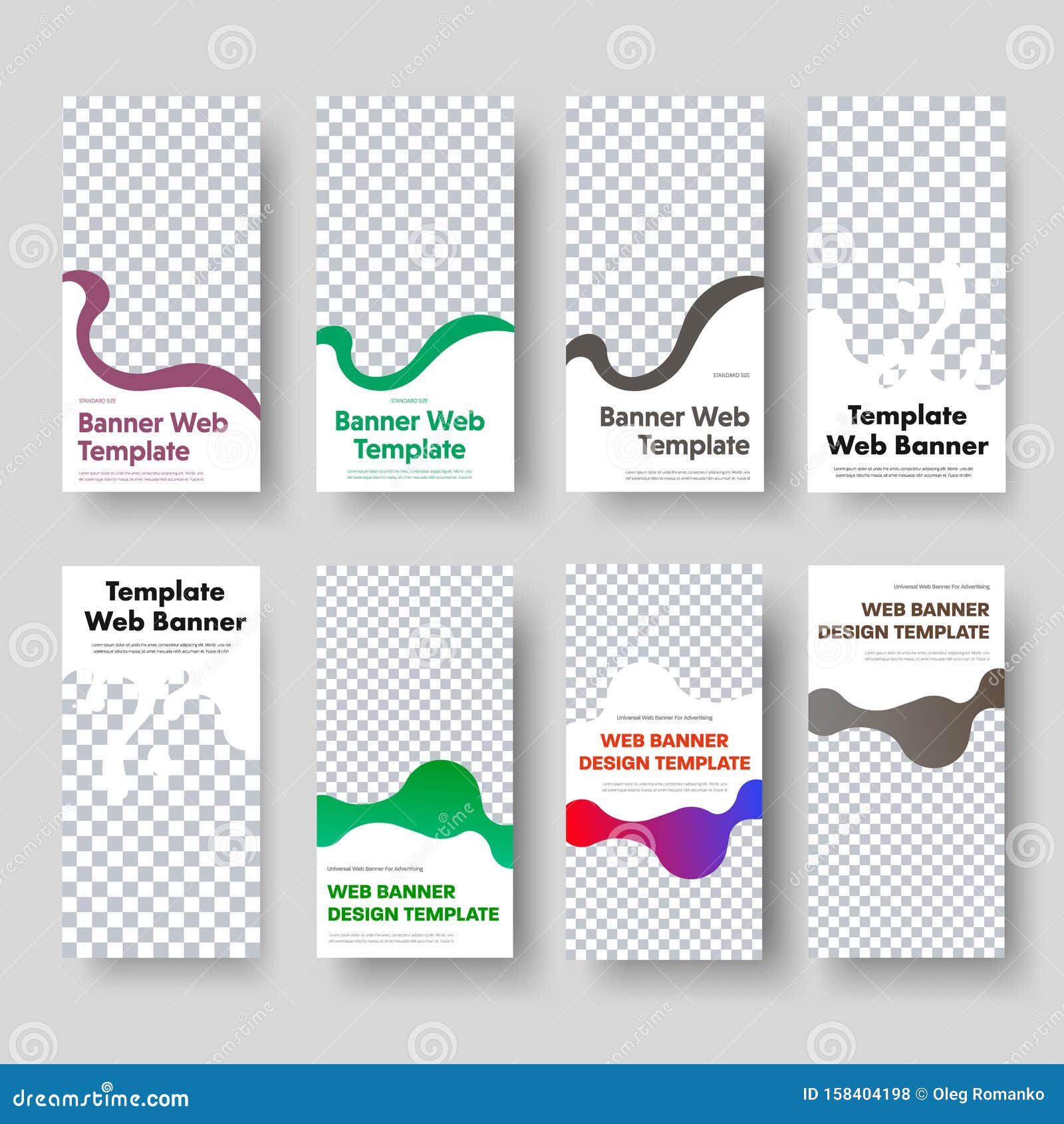 8 Templates of Vertical Web Banners with Space for Photos and Wavy and ...