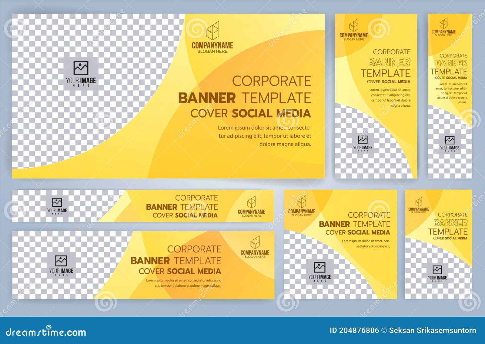 Set of Yellow Web Banners Templates Stock Vector - Illustration of ...