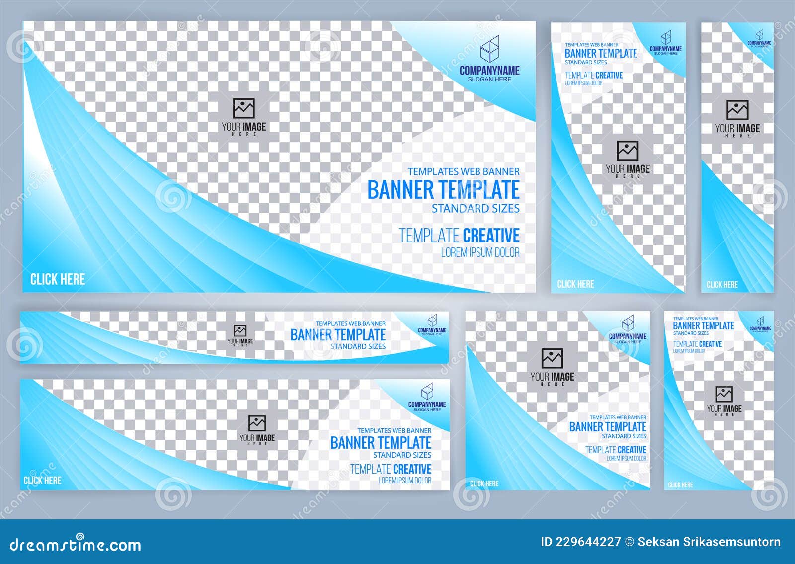 Set of Blue Web Banners Templates, Standard Sizes with Space. Stock ...