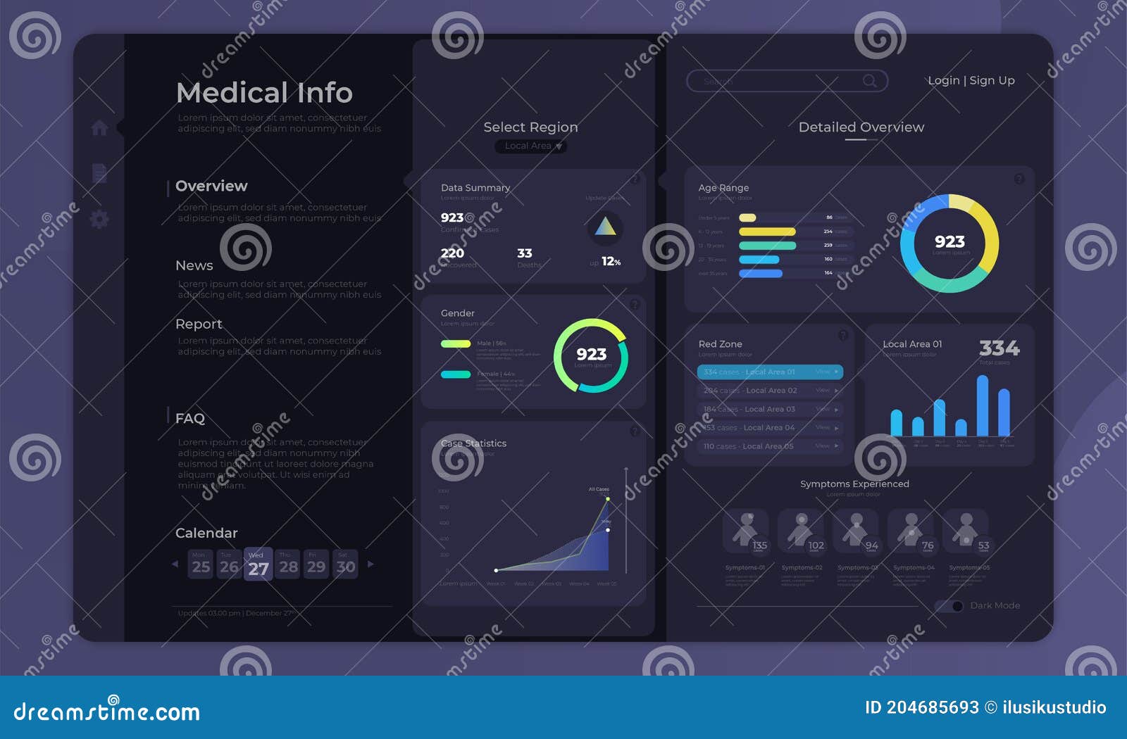 Medical Infographic on Dashboard Admin Panel Interface with Dark Mode ...