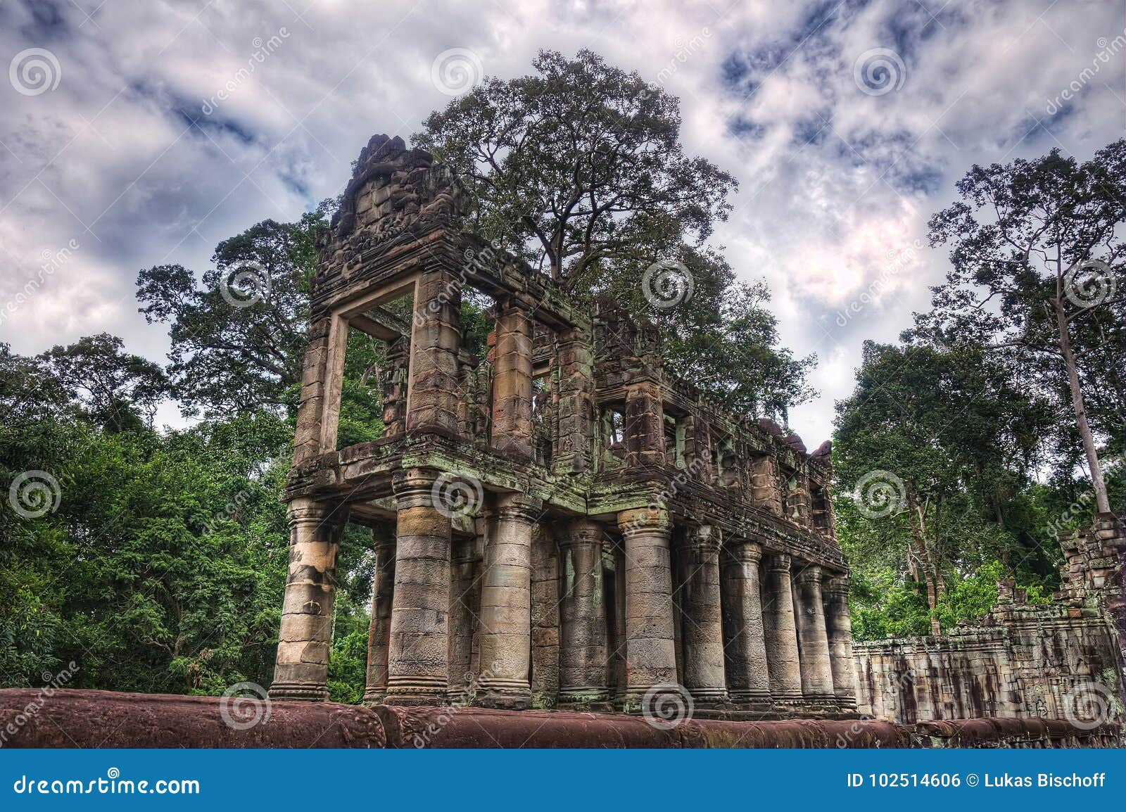 Temple in Ankor Wat stock photo. Image of face, religious - 102514606