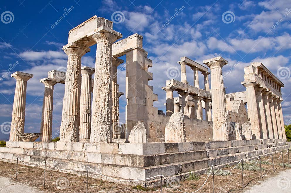 The Temple of Aphaea. stock image. Image of aegina, blue - 23222089
