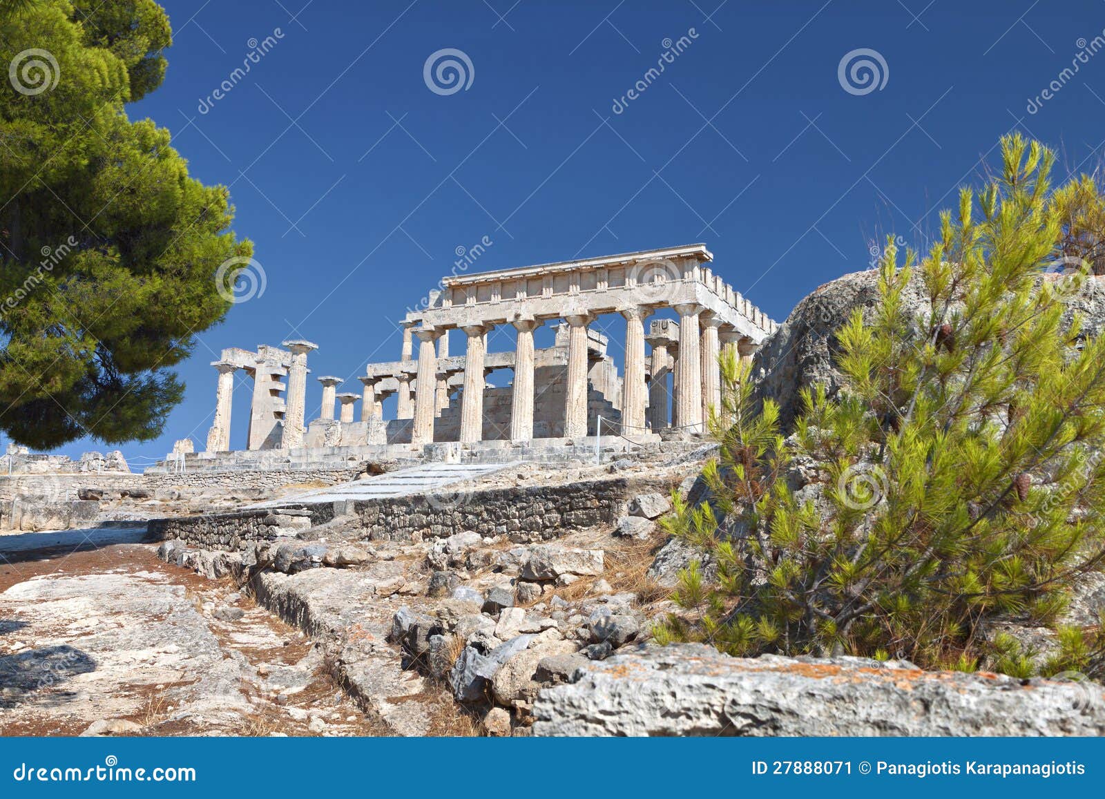 Temple of Aphaea at Aegina, Greece Stock Image - Image of goddess ...