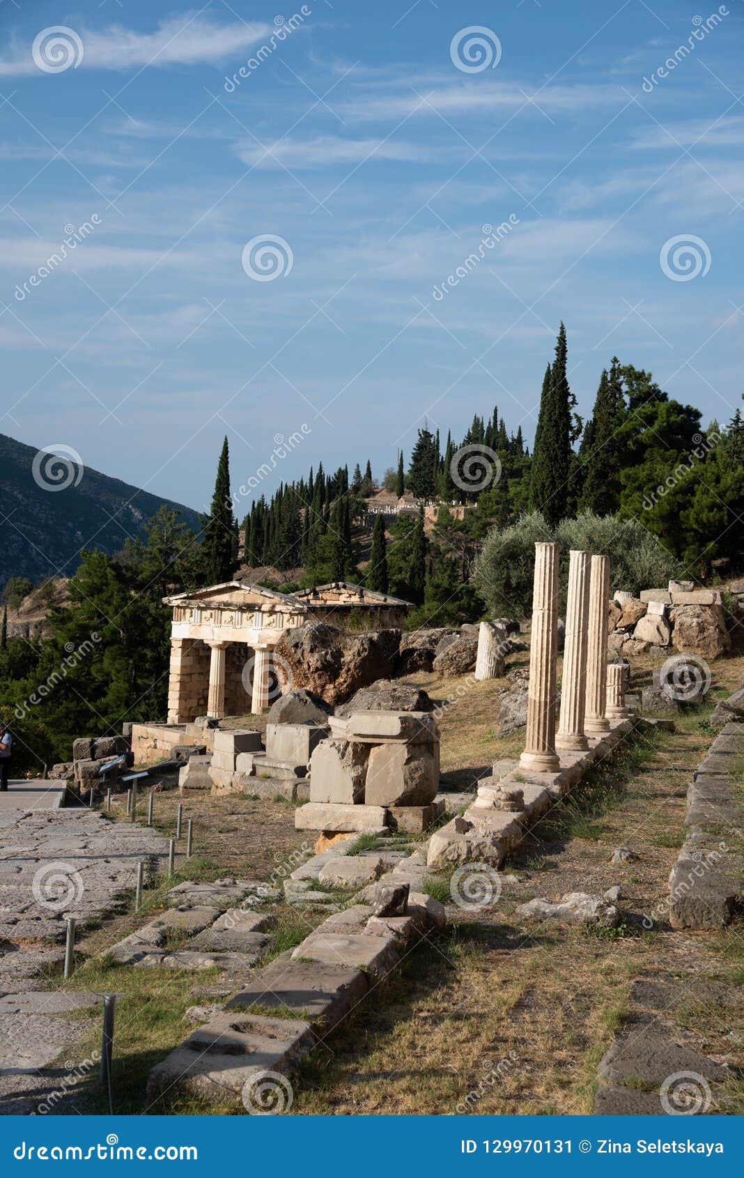 Temple of Apollo and Altar of Chiots in Delphi, Greece Editorial Photo ...