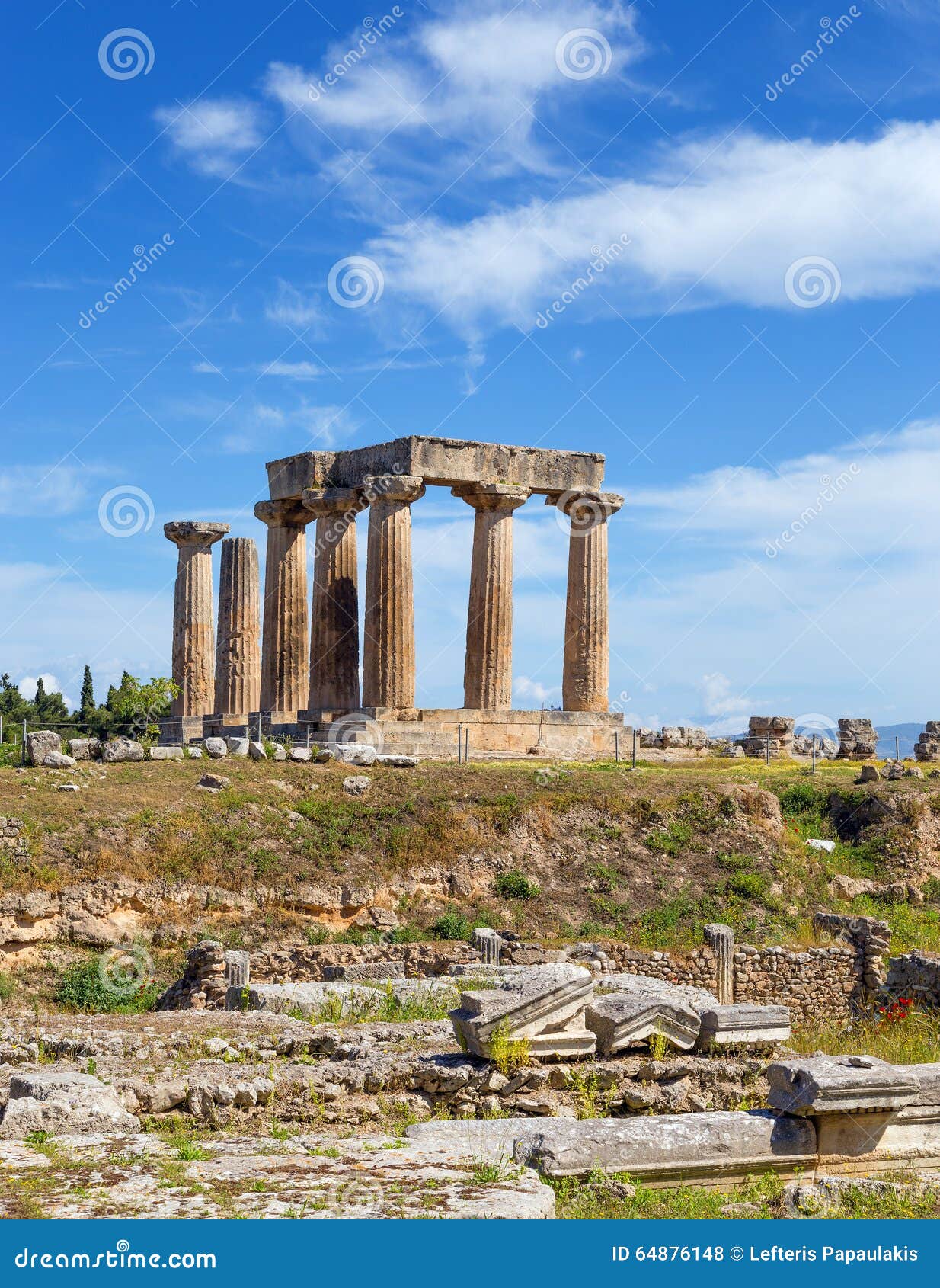 Temple of Apollo, Ancient Corinth, Greece Stock Photo - Image of ...