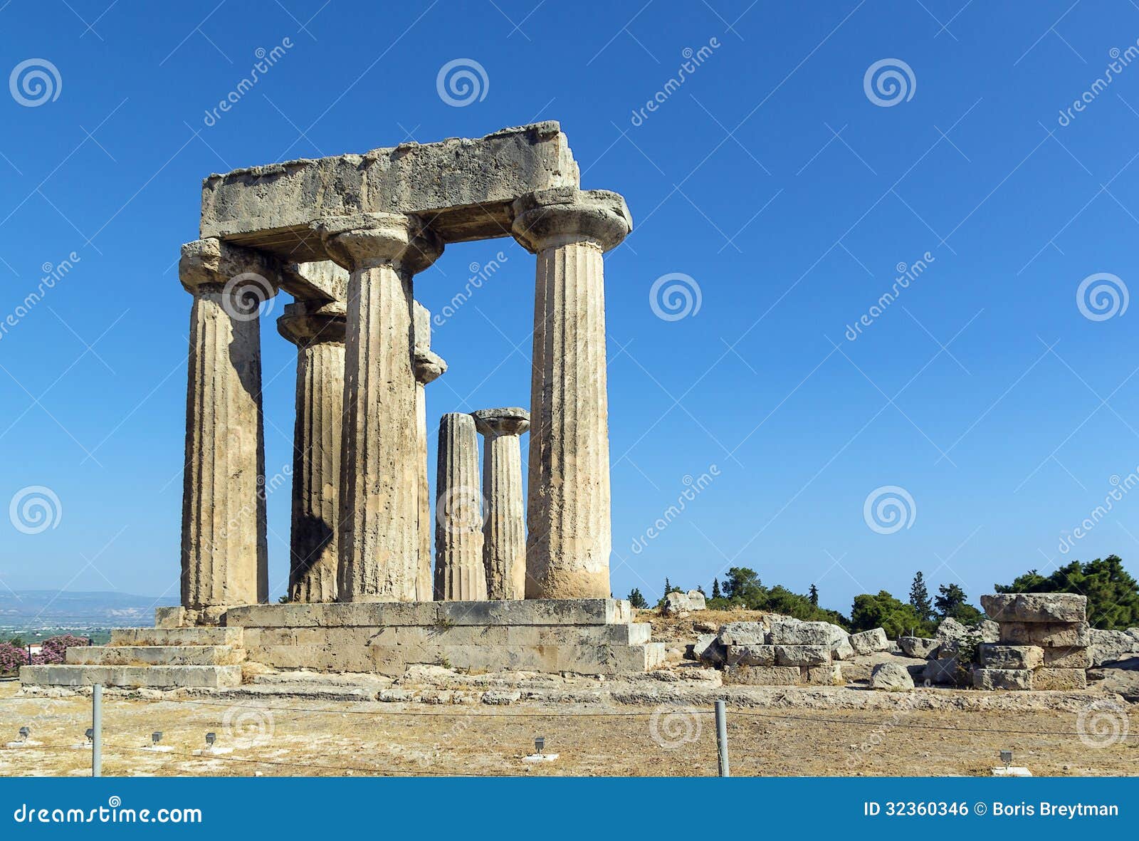 Temple of Apollo in Ancient Corinth, Greece Stock Photo - Image of ...