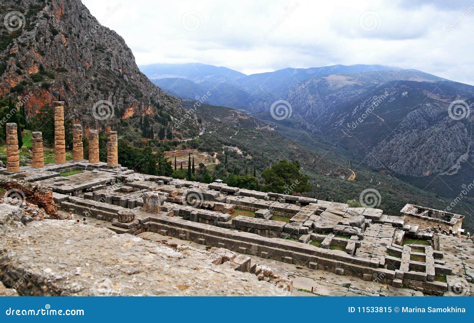 Temple of Apollo, Delphi, Greece Stock Image - Image of travel, greece ...