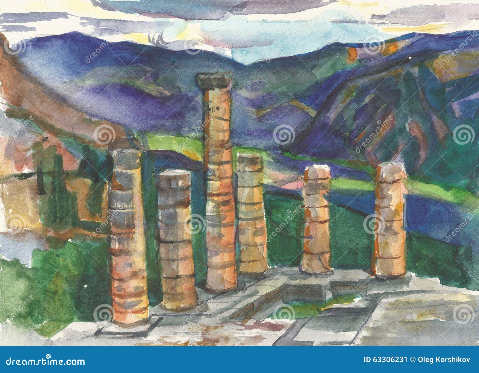 Temple of Apollo stock illustration. Illustration of summer - 63306231
