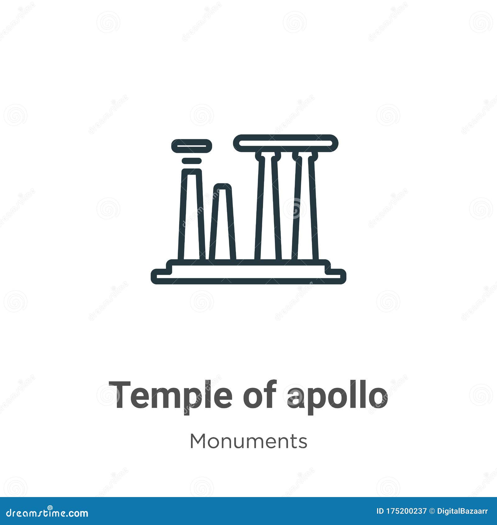Temple Of Apollo Outline Vector Icon. Thin Line Black Temple Of Apollo ...