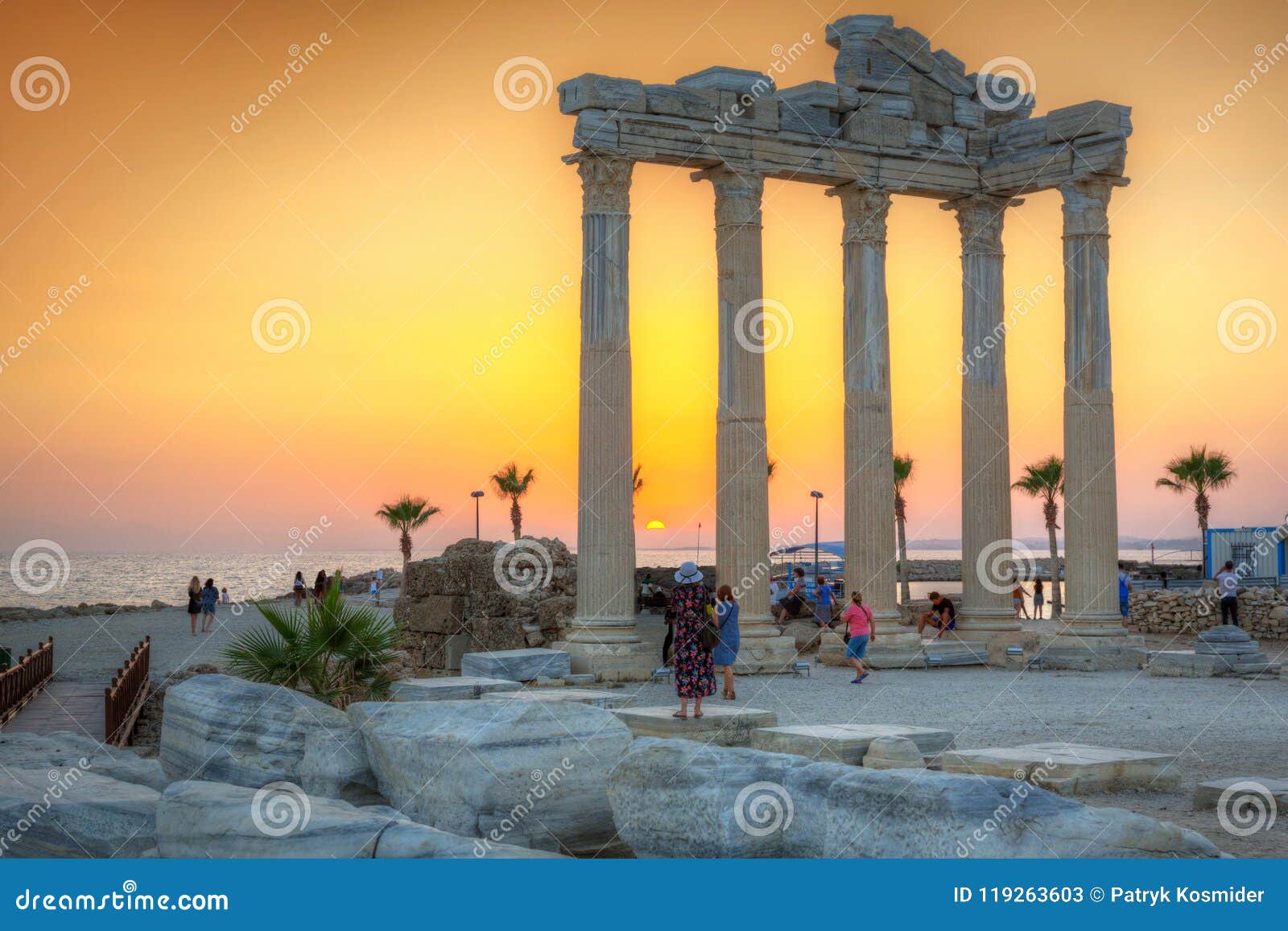 The Temple of Apollo in Side at Sunset Editorial Stock Photo - Image of ...