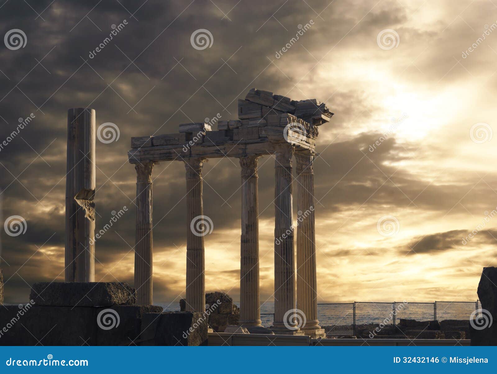 Temple Of Apollo And Altar Of Chiots In Delphi, Greece Royalty-Free ...